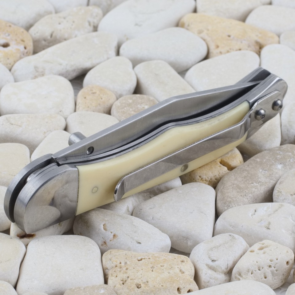 Roper Knives Pecos Linerlock Folding Knife Yellow Smooth Handle Carbon ...