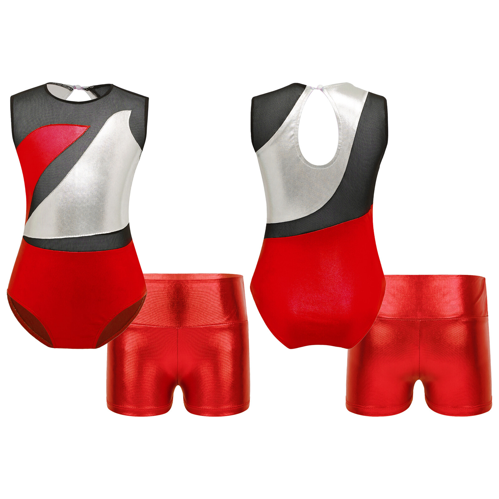Kids Girls Set For Gymnastics Suit Jumpsuit Outfits With Tights Sets ...