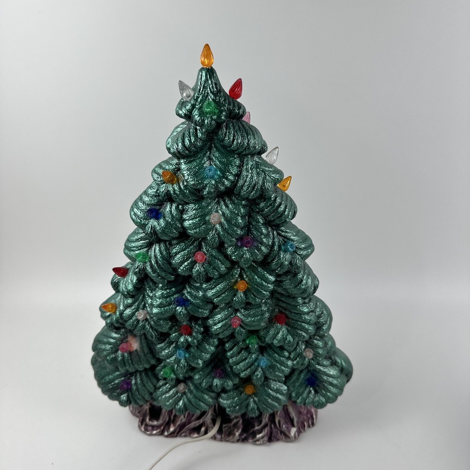 Vintage 1990 Nowell's Lighted Ceramic Christmas Tree 18” Tall Mantle ...