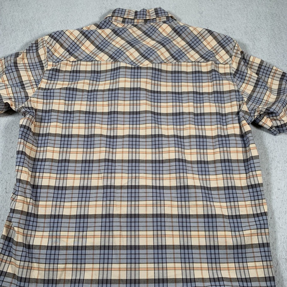 Lucky Brand Shirt Mens Medium Blue Plaid Pearl Snap Front Pockets ...