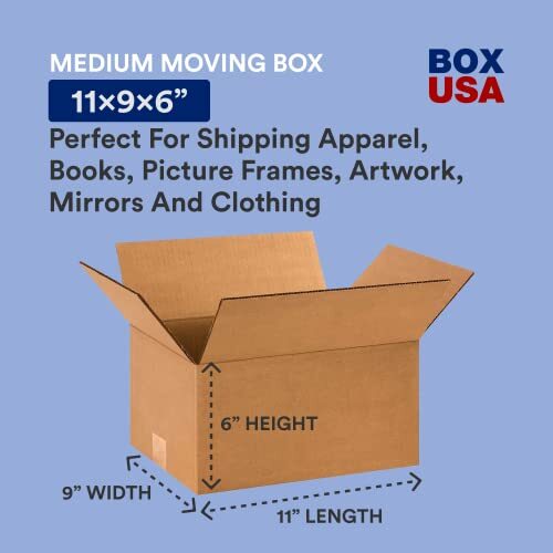 BOX USA B1196 Corrugated Boxes 11in x 9in x 6in Kraft Pack of 25 ...