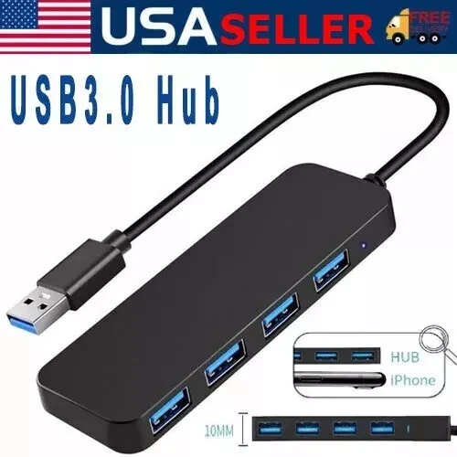 USB 3.0 Hub 4-Port USB Hub USB Splitter USB Expander for Laptops Flash ...