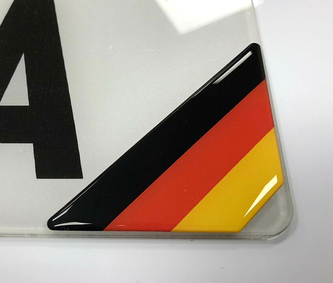 2 x German Flag Corner Number Plate Stickers - HIGH GLOSS DOMED GEL ...