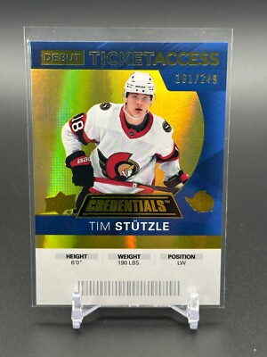 Tim Stutzle 2020-21 Credentials Debut Ticket Access Yellow /249 #145 | eBay