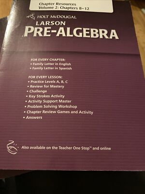 HOLT MCDOUGAL LARSON PRE-ALGEBRA: Chapter Resources Volume 2 Chapters 8 ...