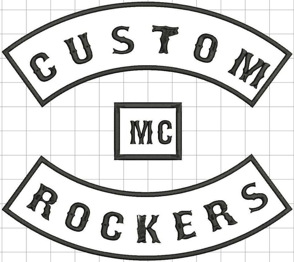 CUSTOM 12" rocker 4 pcs Biker vest Embroidered rockers FULL SET - Sew ...