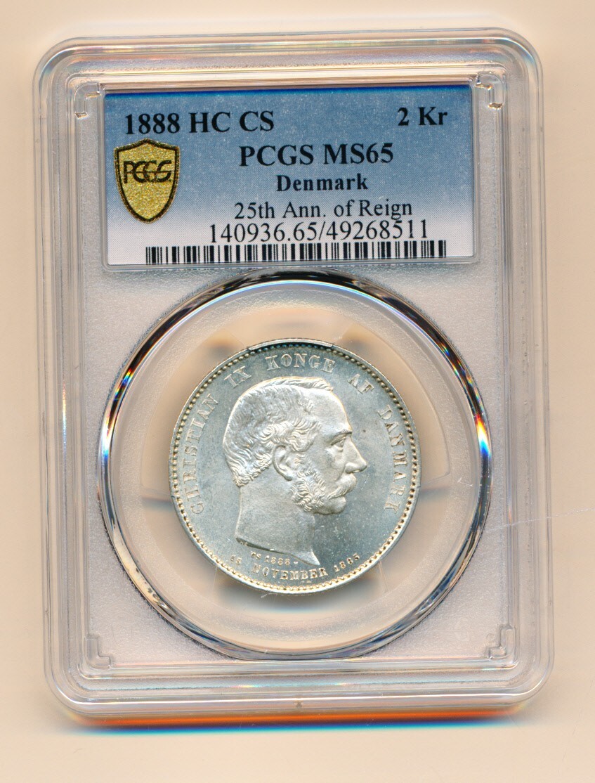 DENMARK - 1875 - 2 Kroner - SILVER - PCGS MS65 - CERTIFIED - NEW ...