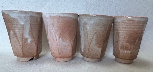Y0128 Hagi ware hot water cups 4 pieces made by Issui Tsuchiya | eBay