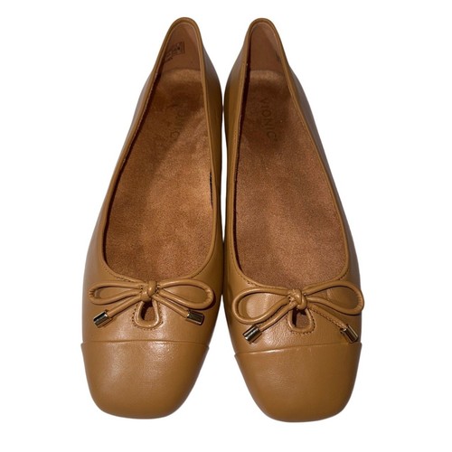 Vionic Klara Leather Bow Ballet Flats Nude Womens Sz 9.5 - Comfort ...
