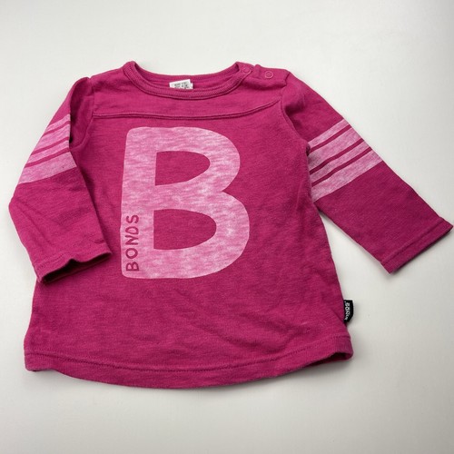 Girls size 00, Bonds, pink cotton long sleeve top, GUC | eBay