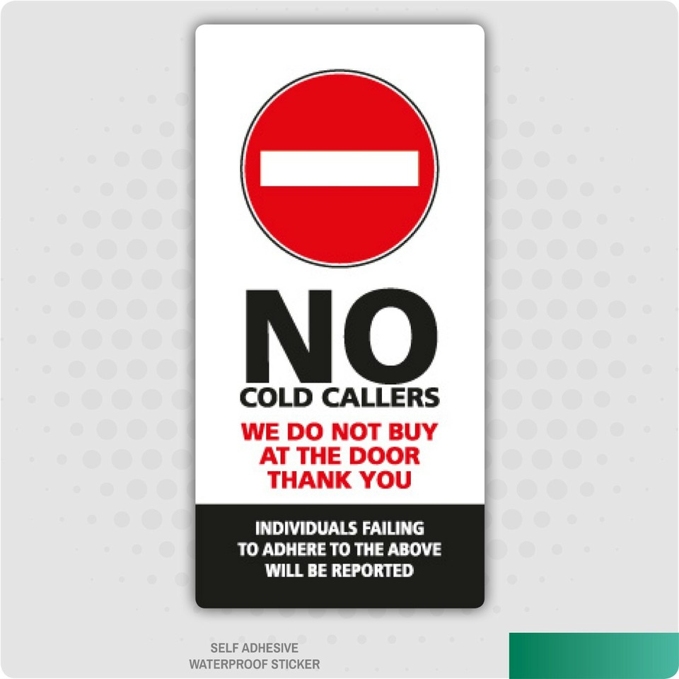 2 x No Cold Callers Canvassers Salesman Front Door Sign Sticker Various ...