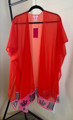 Juicy Couture Red cover-up one size fits all NWT hem has pink black ...