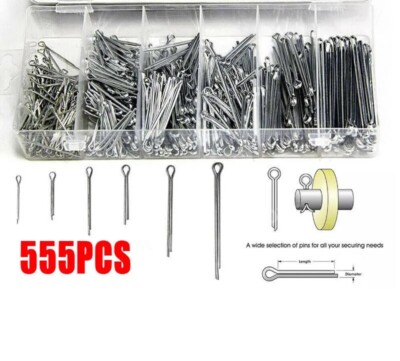 555pc Cotter Pin Assortment Set Grab Split Fixings Securing Lock Pins ...