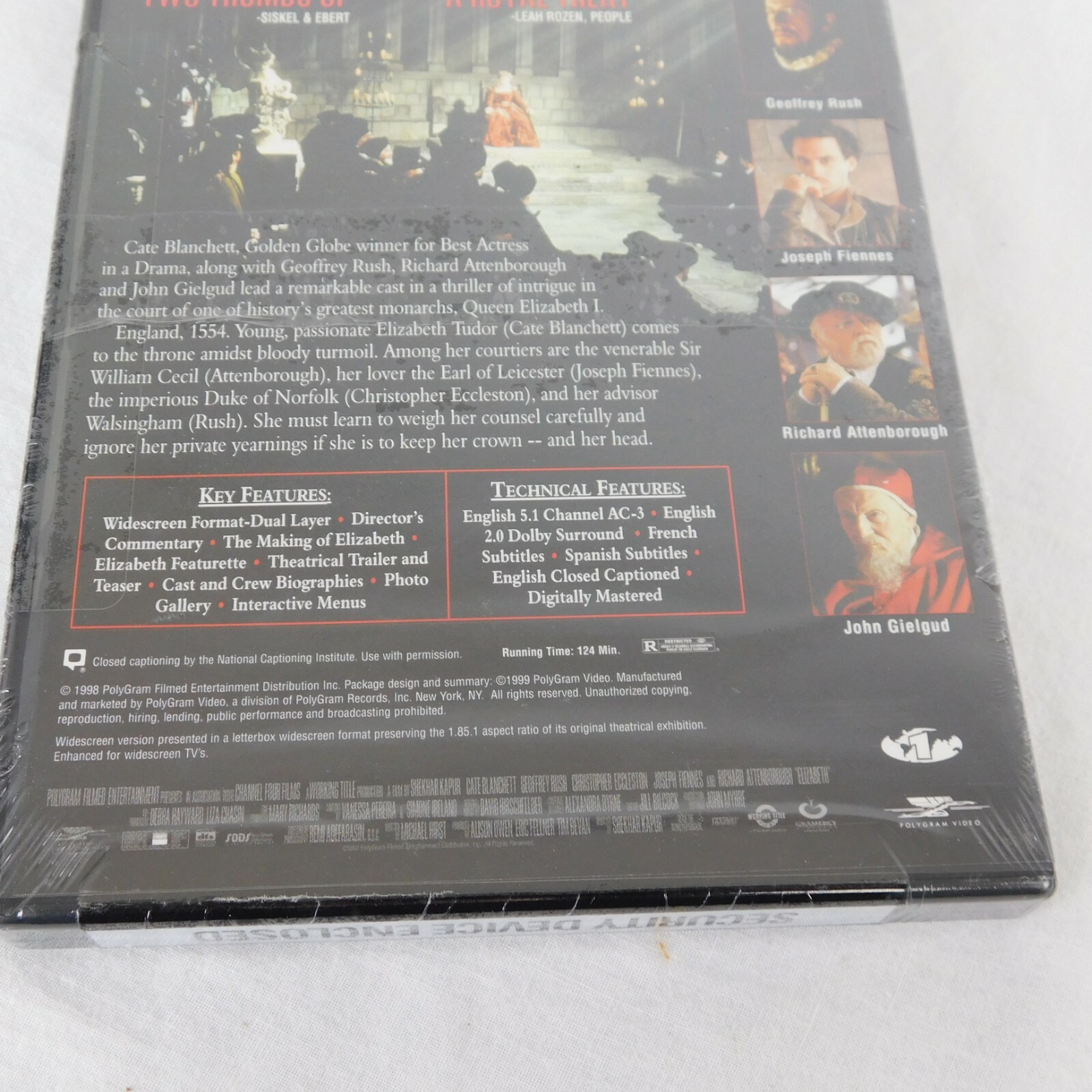 Elizabeth DVD 1999 Polygram Video Cate Blanchett Geoffrey Rush Joseph ...