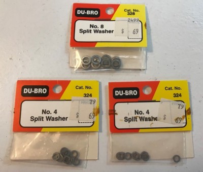 DUBRO No. 4 Split Washer(16)/No. 8 (10) Lot #324 & 328 NEW RC Radio ...