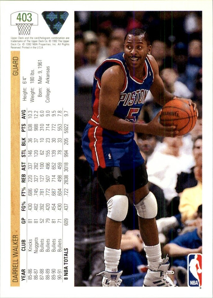 1991-92 Upper Deck NBA Darrell Walker #403 | eBay