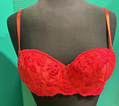 Maidenform Rendezvous 36C Textured Red Padded Push Up Bra EUC | eBay