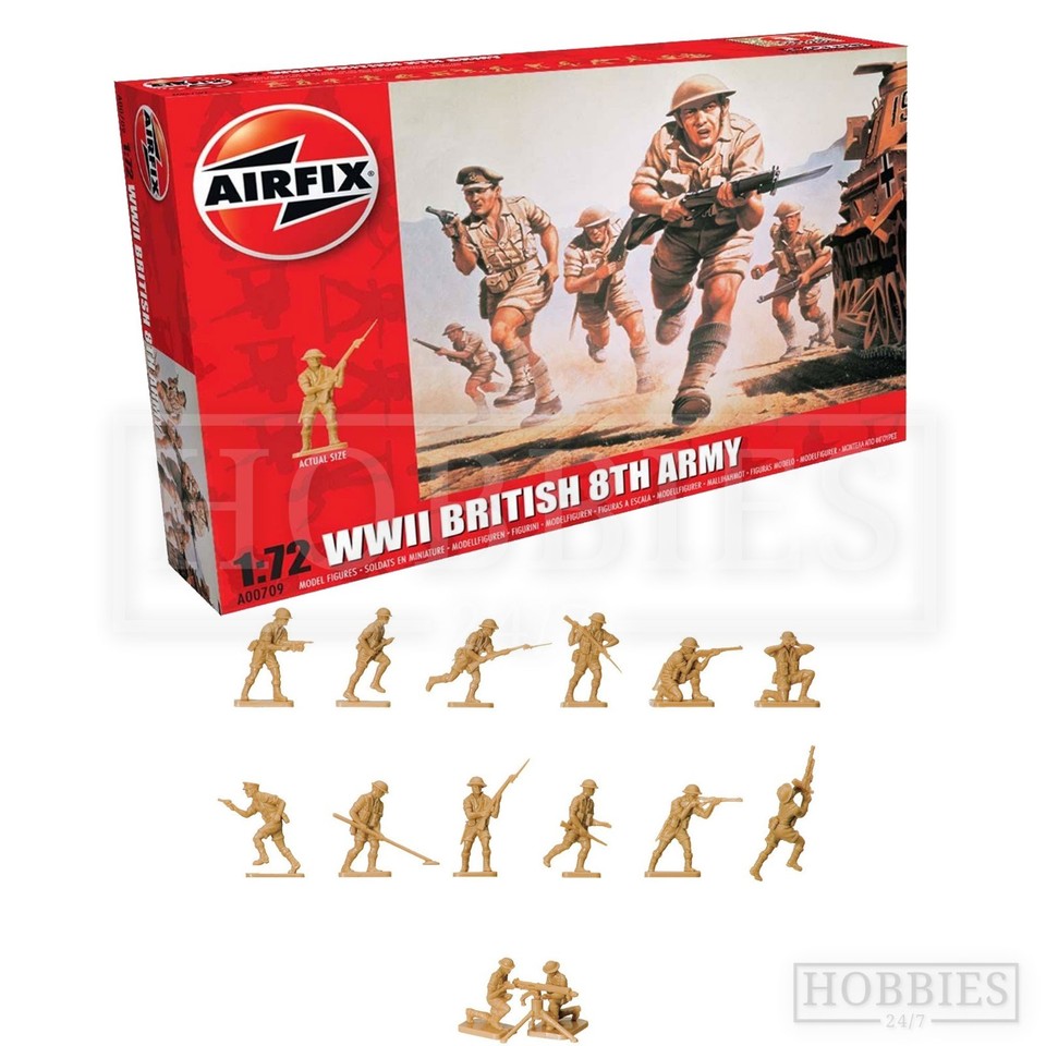 Airfix WW2 Figures 1:76 Model Kit 48 Army Soldiers British German US ...