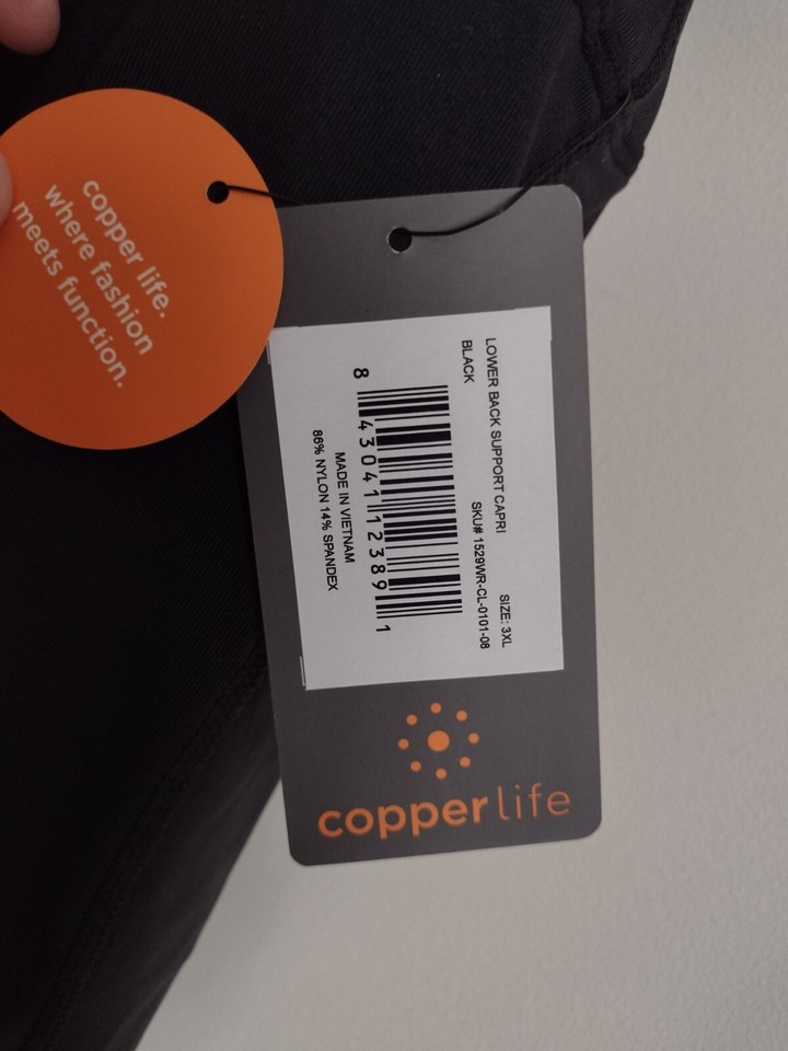 Womens Capri Leggings Size 3XL Black NWT Copper Life | eBay