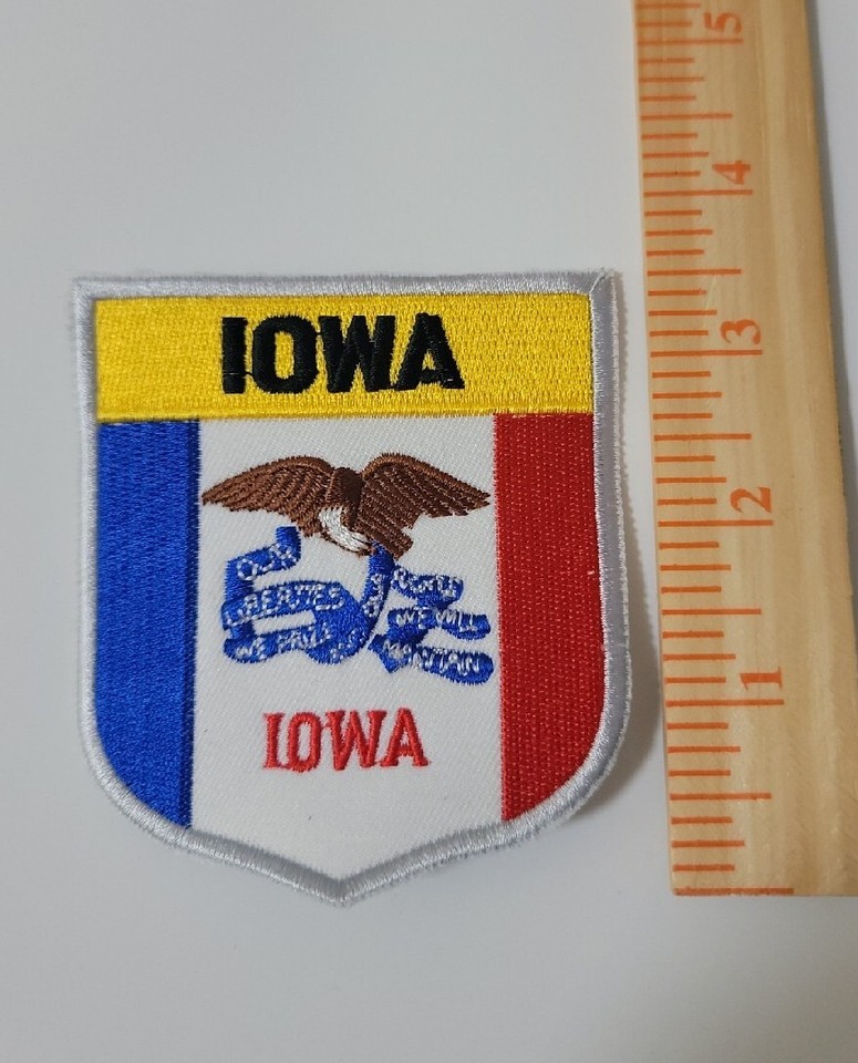 Iowa State Flag Shield Patch Badge Travel Embroidered Sew On NEW | eBay