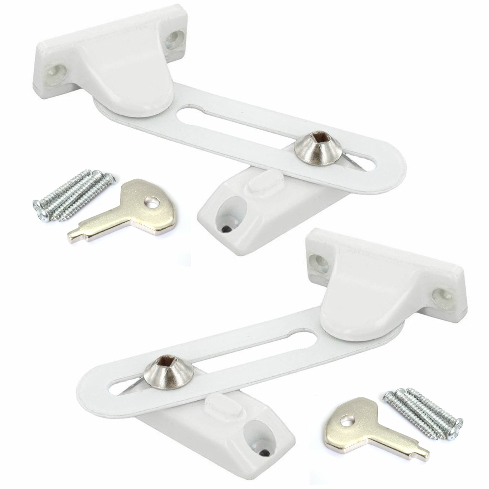LOCKABLE WINDOW RESTRICTOR 2x Child Safety UPVC Timber Wood Frame Latch ...