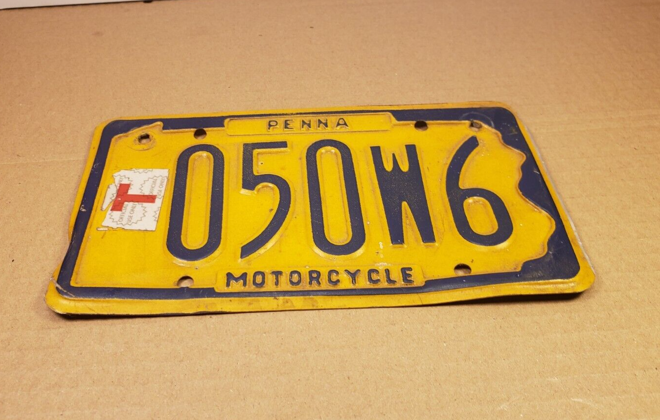 Vintage 1960's / 1970's Pennsylvania Motorcycle License Plate # 050W6 ...