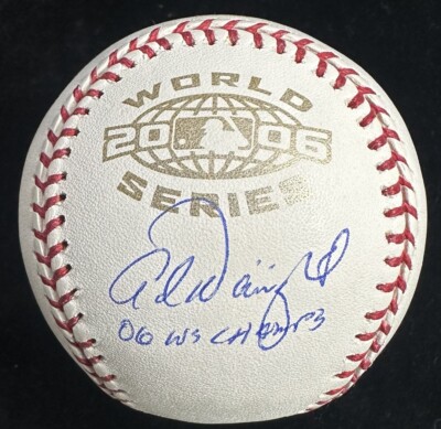 Adam Wainwright 06 WS Champs Signed 2006 World Series Logo Baseball JSA ...