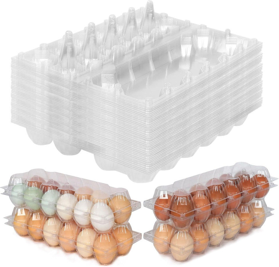 40 Packs 12 Count Plastic Egg Cartons, 2 * 6 Grids Design, Perfect for ...
