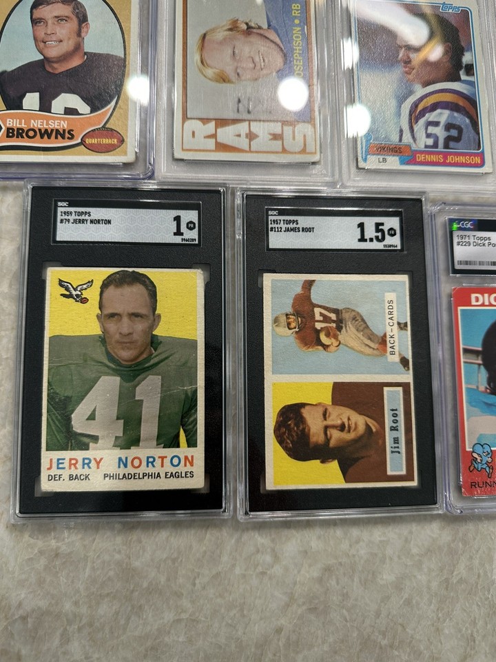 (7) Lot Vintage NFL Football Graded Cards 1957 1958 1959 Topps PSA SGC ...