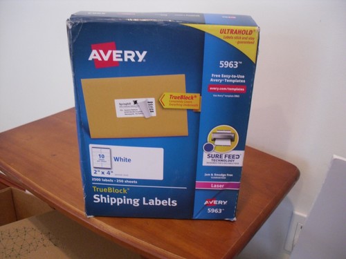 Avery Shipping Labels with TrueBlock Technology Laser 2 x 4 White 2500 ...