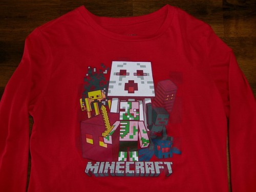 Minecraft Mob Shirt Youth Extra Large Red Zombie Pigman Skeleton Mojang ...