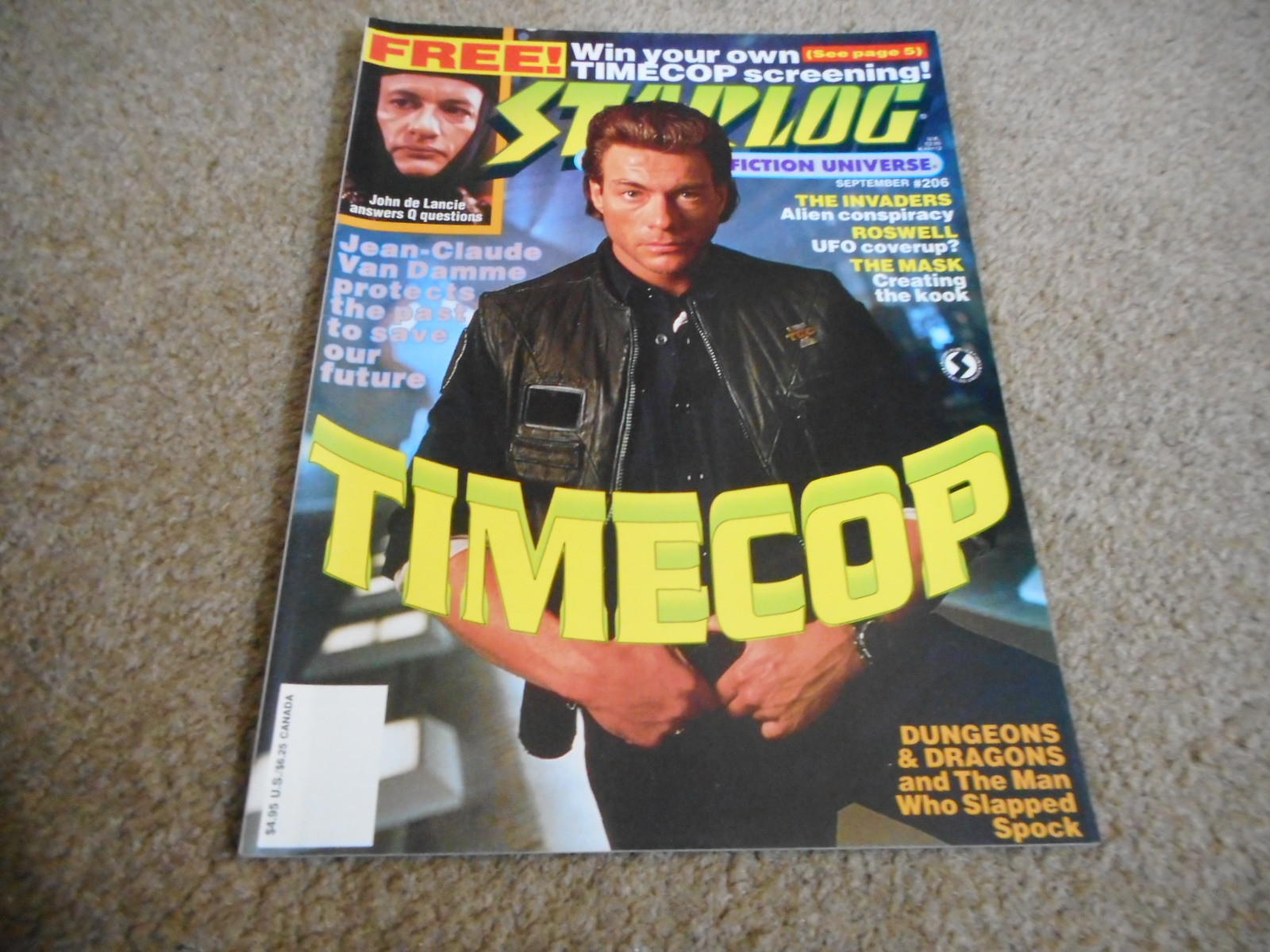 #206 STARLOG sci fi movie magazine (UNREAD) - TIMECOP - JEAN CLAUDE VAN ...
