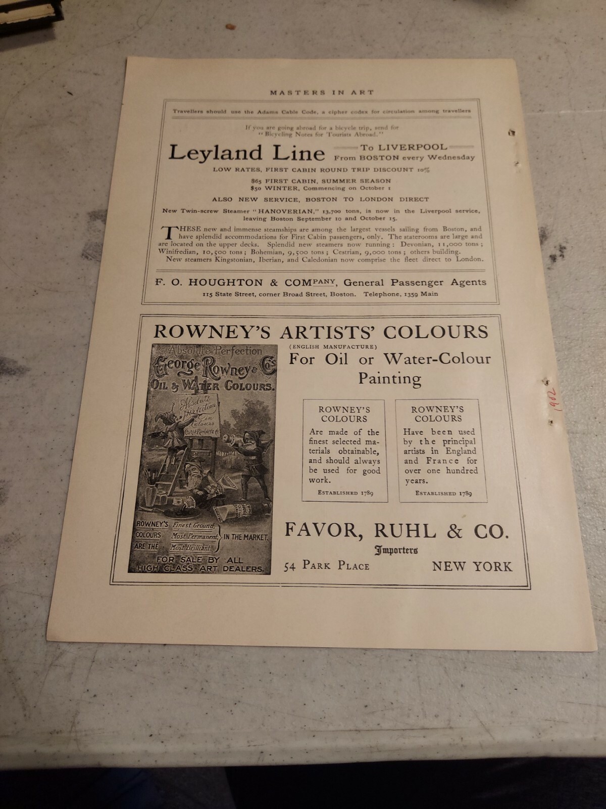1902 Leyland Lines-Boston to Liverpool & (new) London-New steamer ...