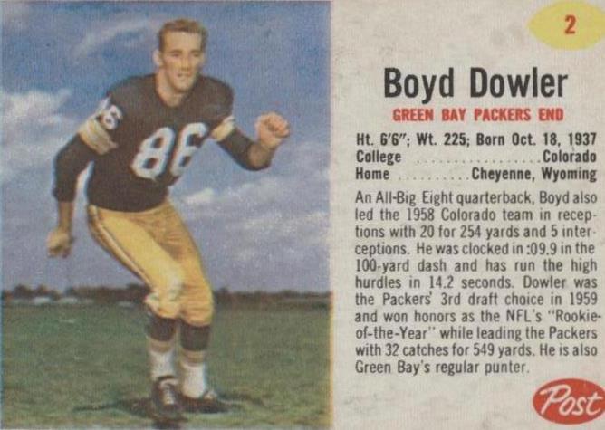 1962 Post Boyd Dowler #2 for sale | eBay