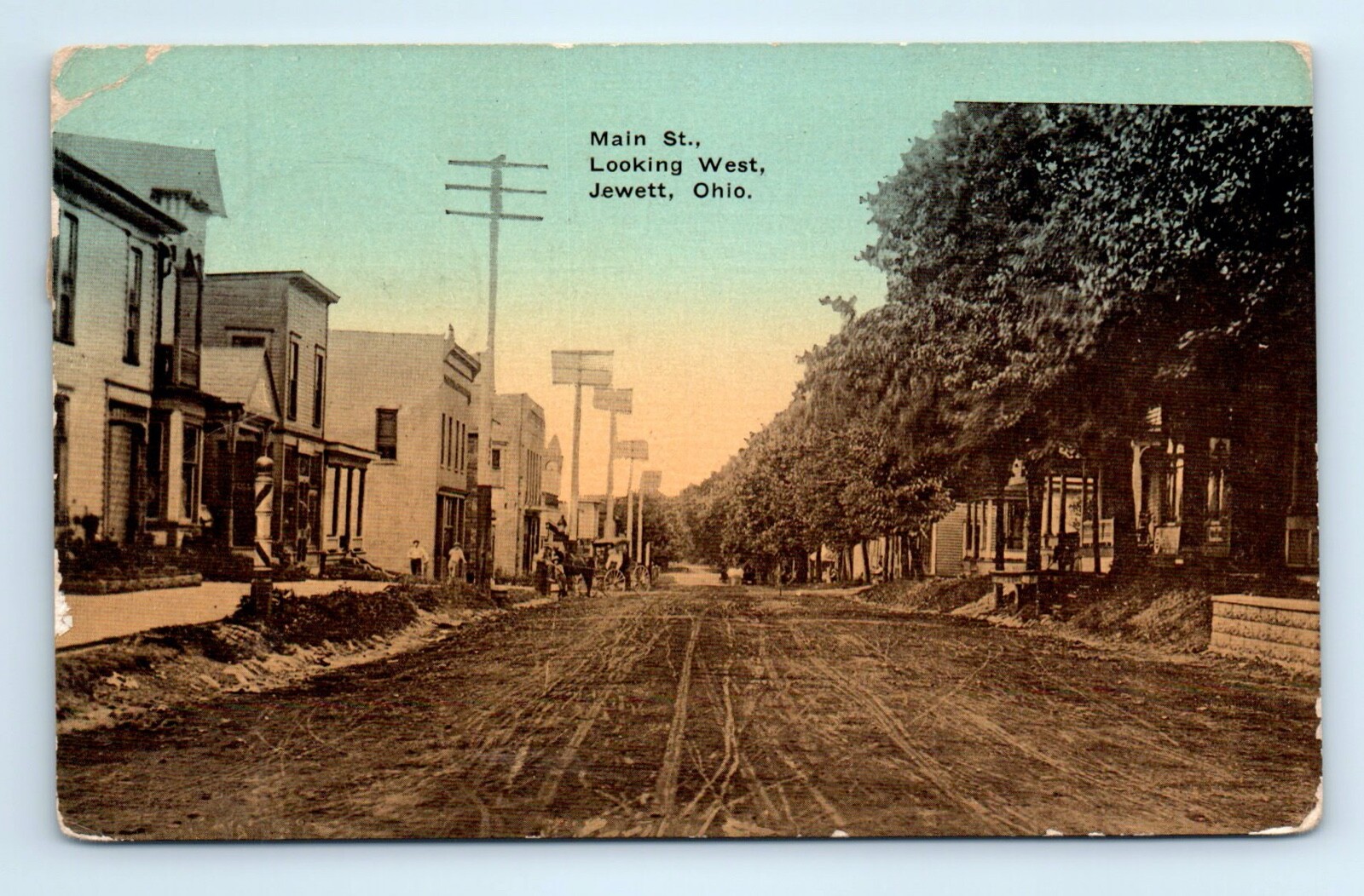 1913 Jewett, Harrison County, OH Postcard - MAIN STREET - Dirt Road ...