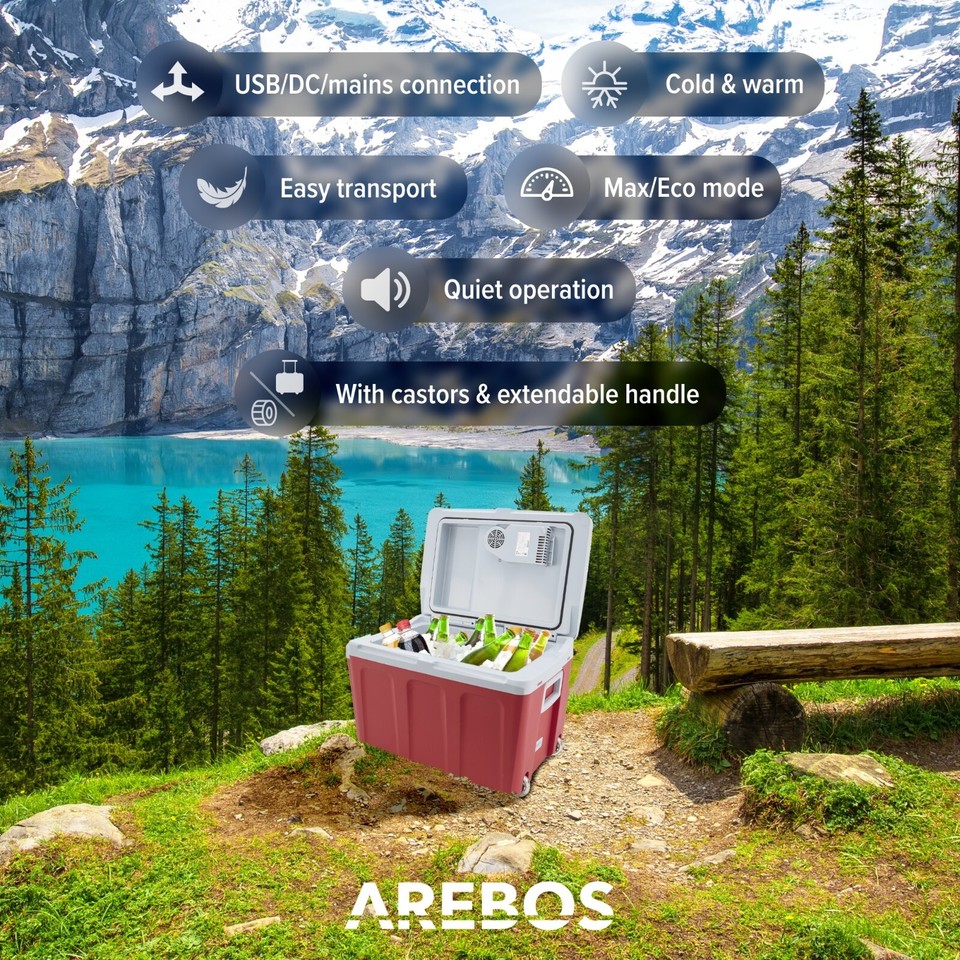 AREBOS cool box 40L car thermoelectric warming box 12V 230V ...