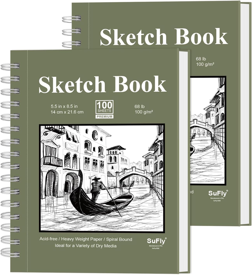 Small Sketch Book 5.5"X8.5", 2-Pack Mini Sketchbook, Spiral Bound ...