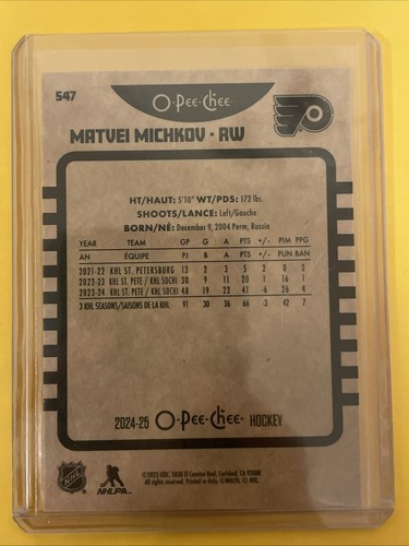 2024-25 MATVEI MICHKOV O-PEE-CHEE MARQUEE ROOKIE RETRO SP CARD #547 ...