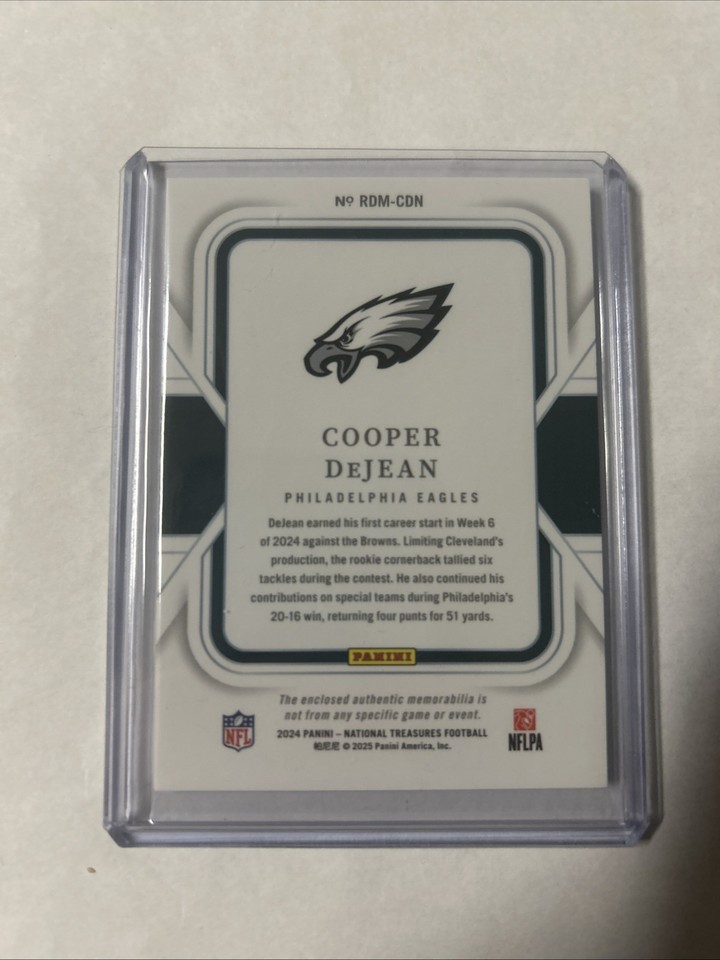 Cooper Dejean Panini National Treasures 2024 RC Relic 58/99 No. RDM-CDN ...