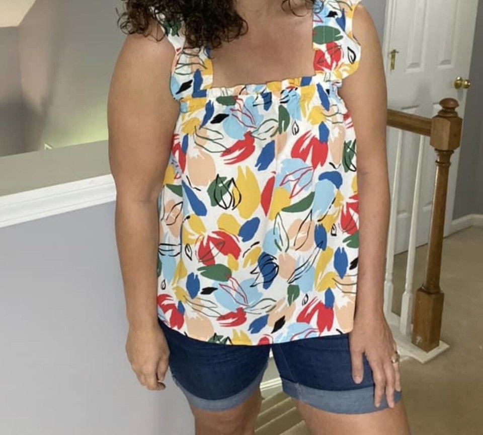 Small LuLaRoe Daisy Tank ruffle straps floral fit 6/8 crepe material ...