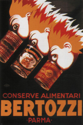 BERTOZZI canned food vintage AD POSTER achille MAUZAN italy 1925 20x30 ...