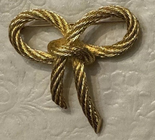 Vintage Christian Dior Brooch Bow Pin Twisted Rope Ribbon Ribbed ...