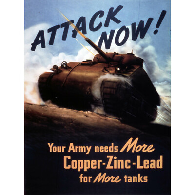 PROPAGANDA WAR WWII USA ATTACK TANK METAL FINE ART PRINT POSTER 30X40 ...