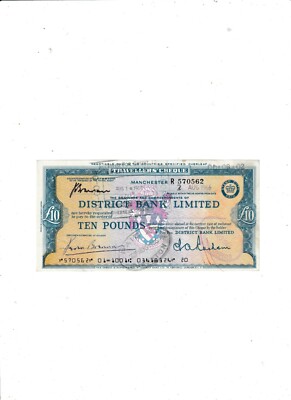 DISTRICT BANK £10 TRAVELLERS CHEQUE 1966 | eBay