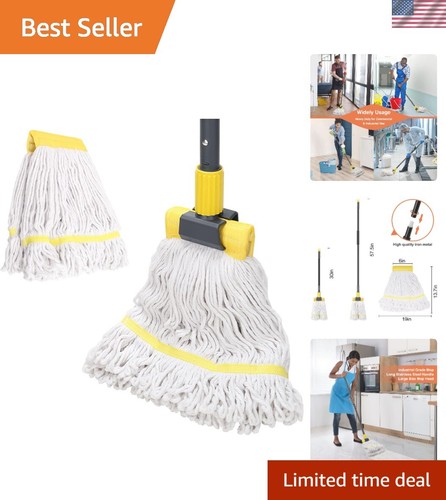 Super Absorbent Heavy-Duty Mop with Stainless Steel Handle & Extra Head ...