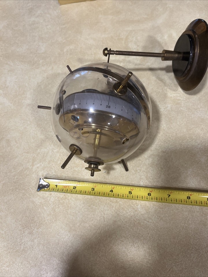 Vintage Atomic Sputnik Modernist Brass Lucite Weather Station Barometer ...