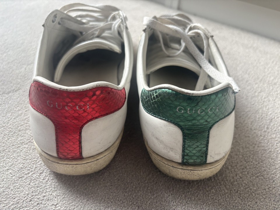 Mens Gucci White Ace Bee Trainers Sneakers Size 9 Made In Italy NEEDS ...