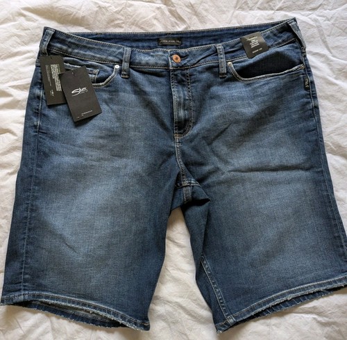 NWT Suki Curvy Fit Midrise Bermuda Shorts Size 20W Silver Jeans Co | eBay