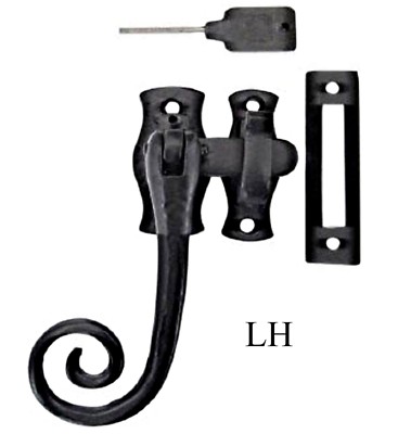 Security Monkey / Rat Tail Window Latch By Frelan LH Black Cast Iron ...