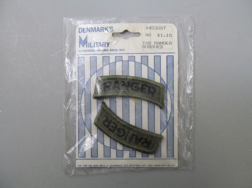 Vtg 70s US Army Ranger Tabs Subdued Denmark's Military Equipment Co ...